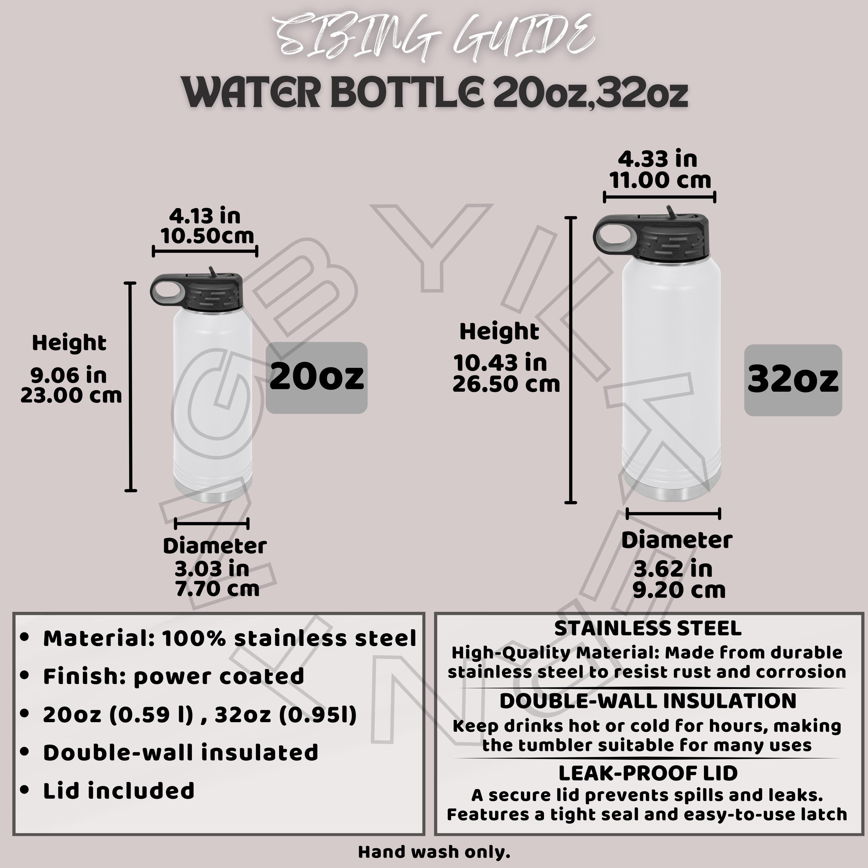 Water Bottle Size Chart I Water Bottle 20oz,32oz Size Chart I Water ...
