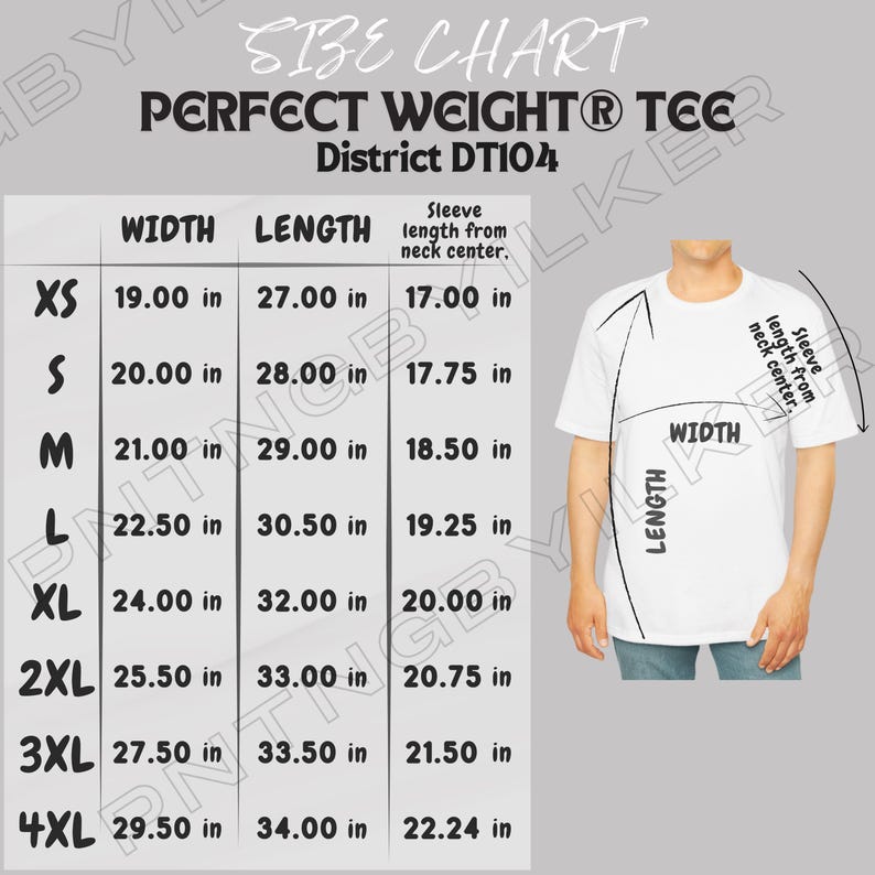 District DT104 Size Chart | Size Chart for Perfect Weight Tee | Perfect ...