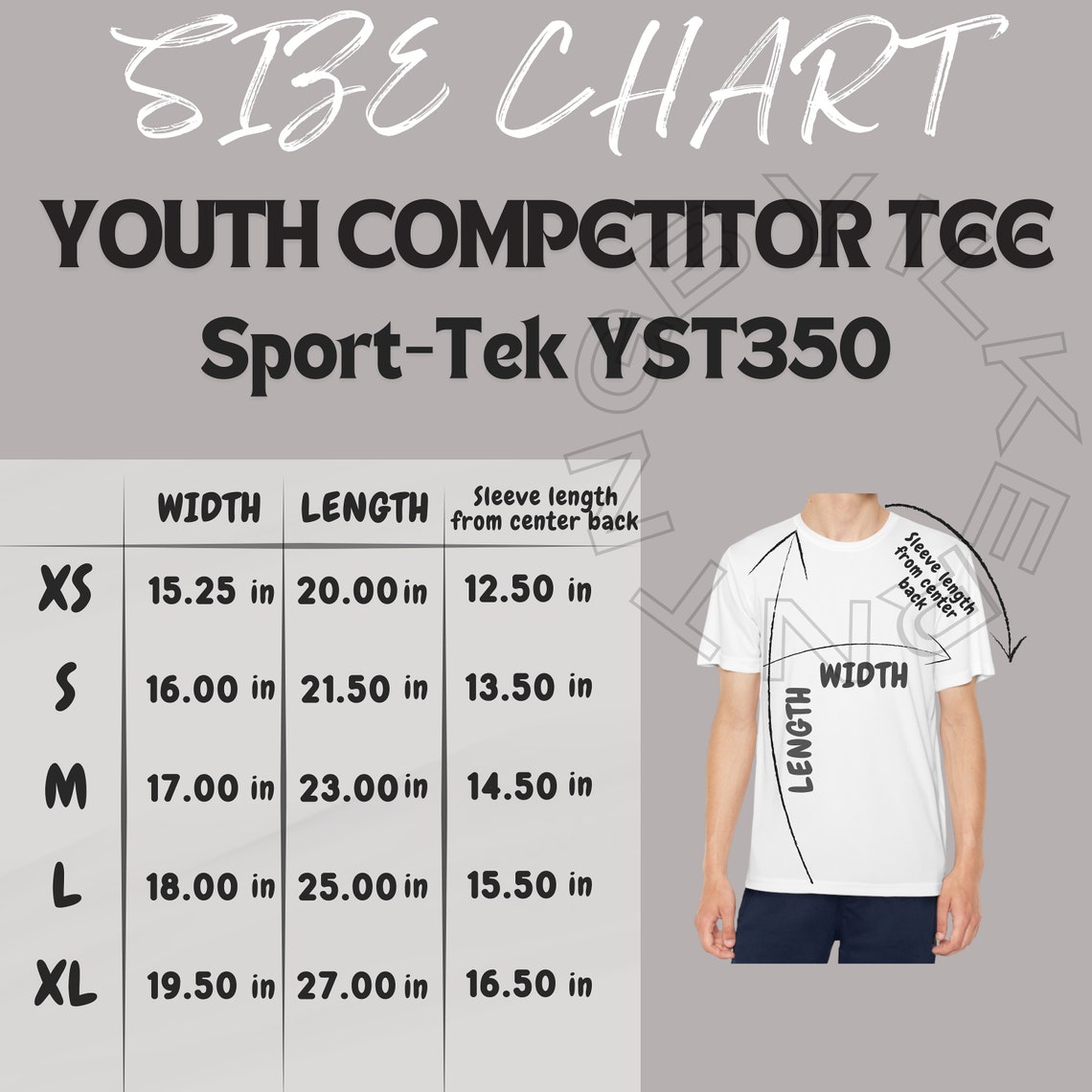 T-shirt Size Chart I Sport-tek YST350 Size Chart | Size Chart | Tee ...
