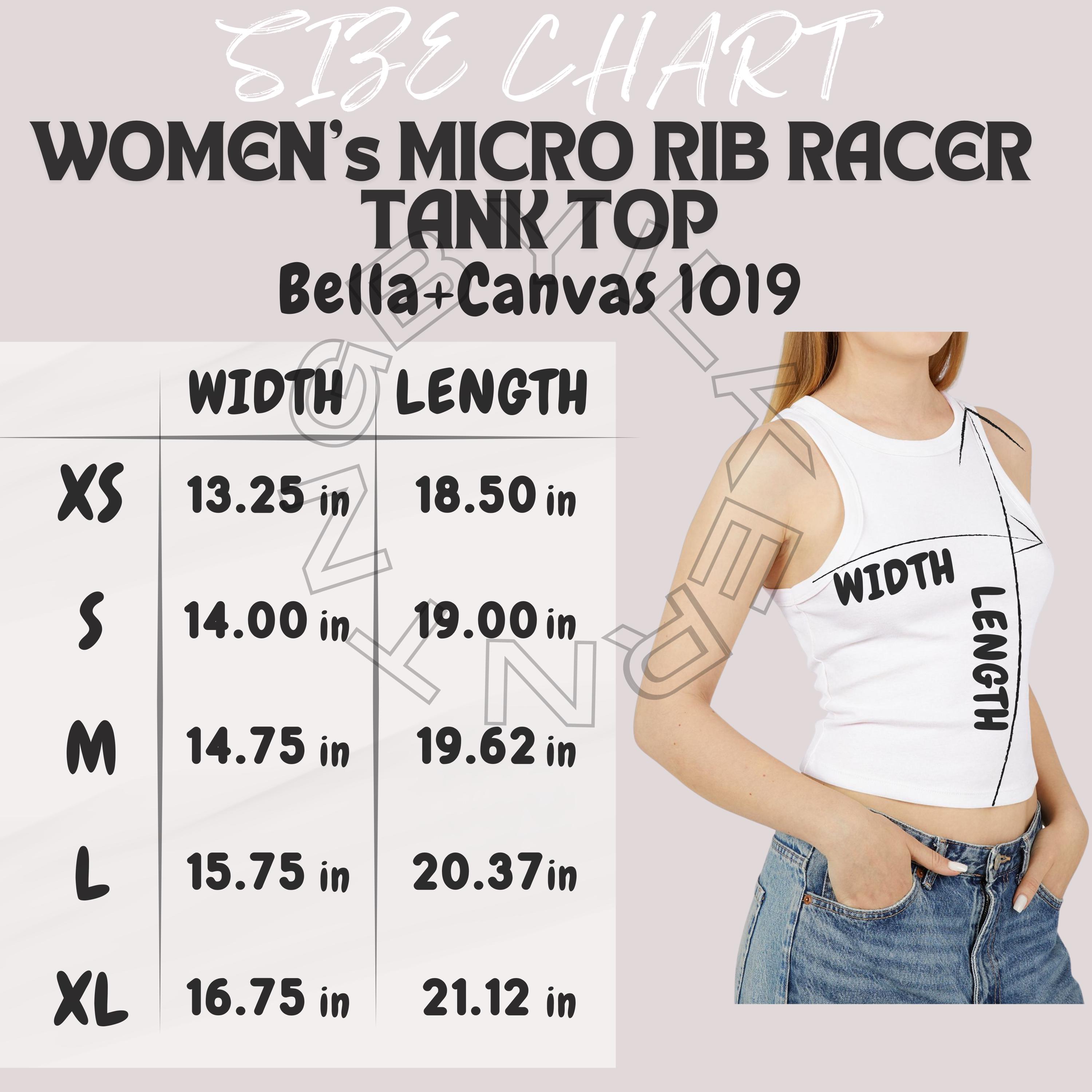 Tank Size Chart I Bella Canvas 1019 Size Chart I Size Chart | Women's ...