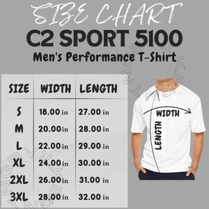 C2 Sport 5100 Size Chart | Size Chart for Men's Performance T-shirt ...