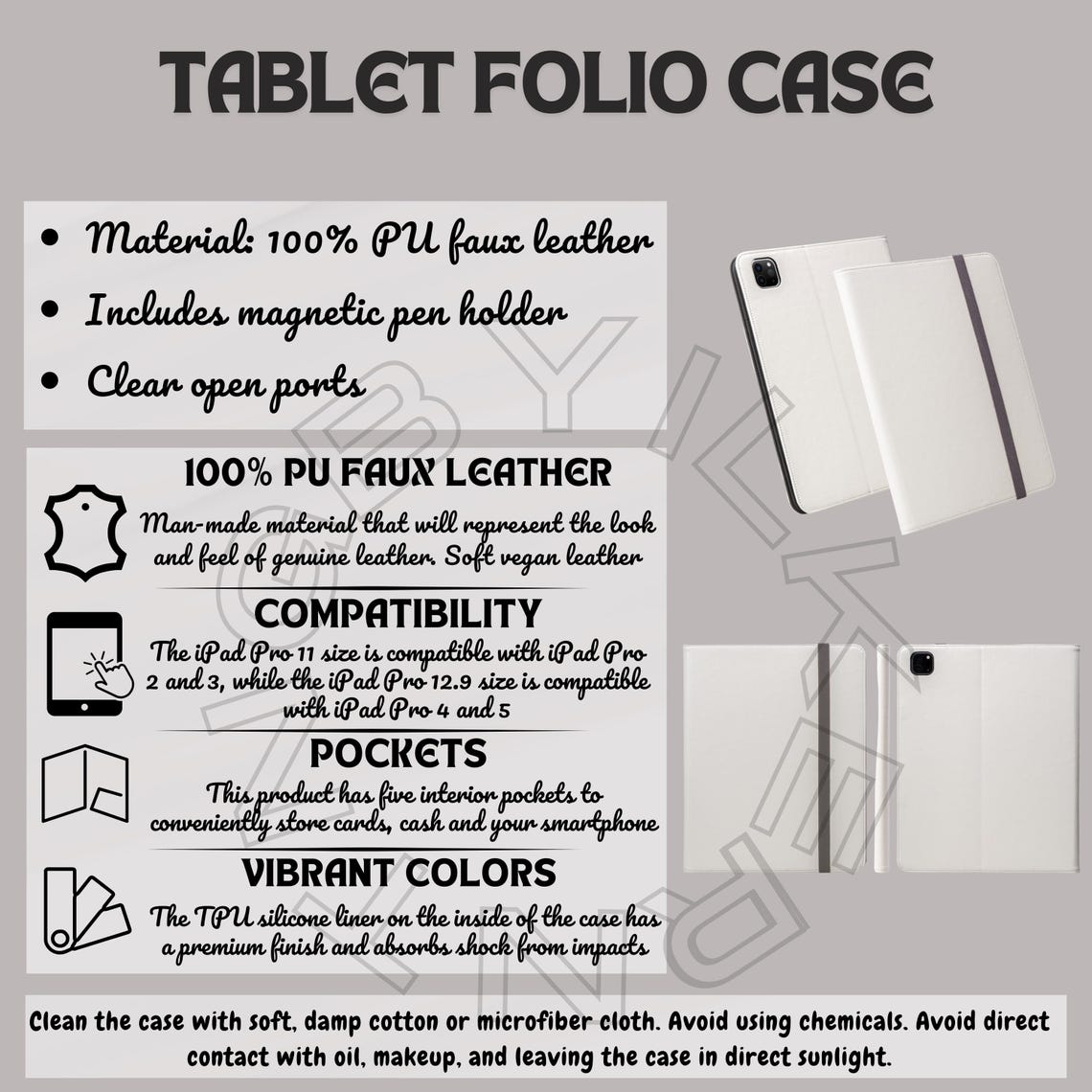 Tablet Folio Case Size Chart I Tablet Folio Case Key Features I Tablet ...