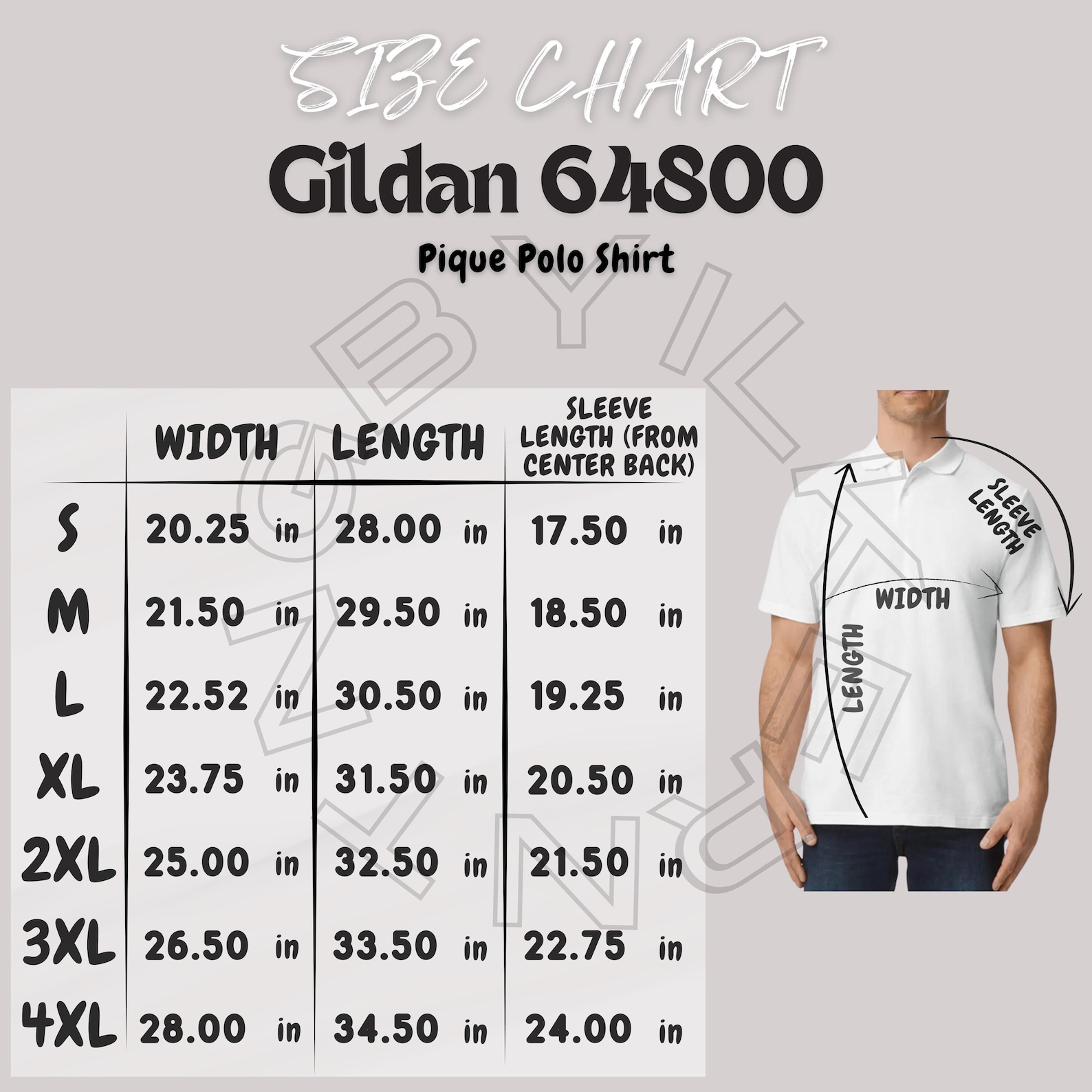 Gildan 64800 Size Chart | Size Chart for Pique Polo Shirt | Gildan ...