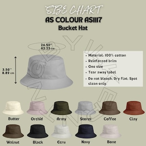 Bucket Hat Size Chart I AS Colour AS1117 Size Chart | Bucket Hat Clour ...