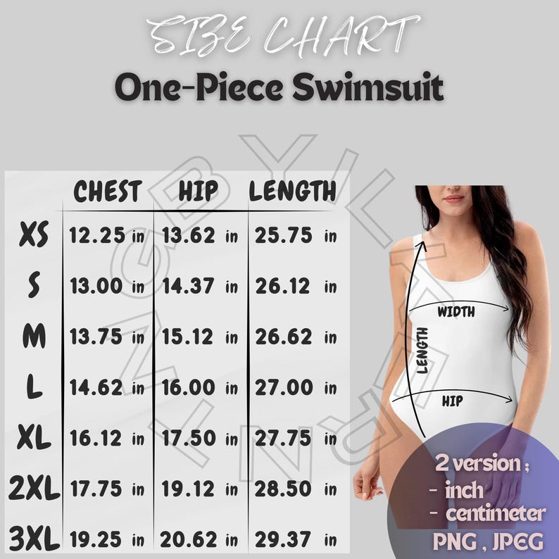 Swimsuit Size Chart | One-piece Swimsuit Size Chart | One-piece ...