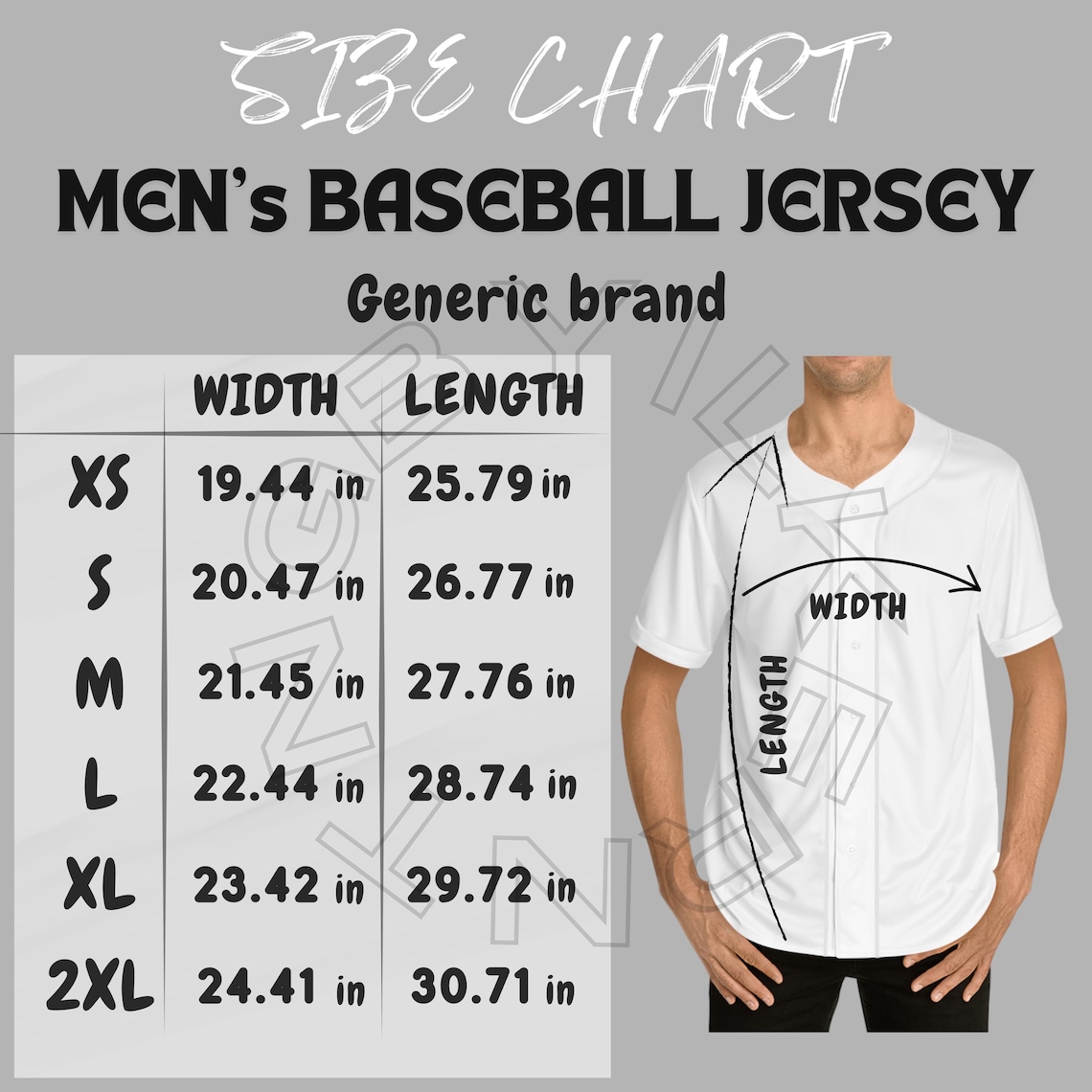 Baseball Jersey Size Chart | Size Chart for Men's Baseball Jersey | Men ...