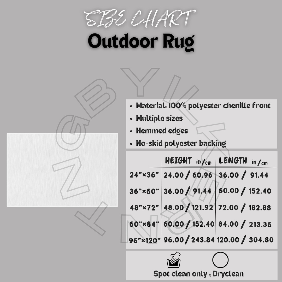 Outdoor Rug Size Chart I Outdoor Rug Sizing Chart and Mockup I Printify ...