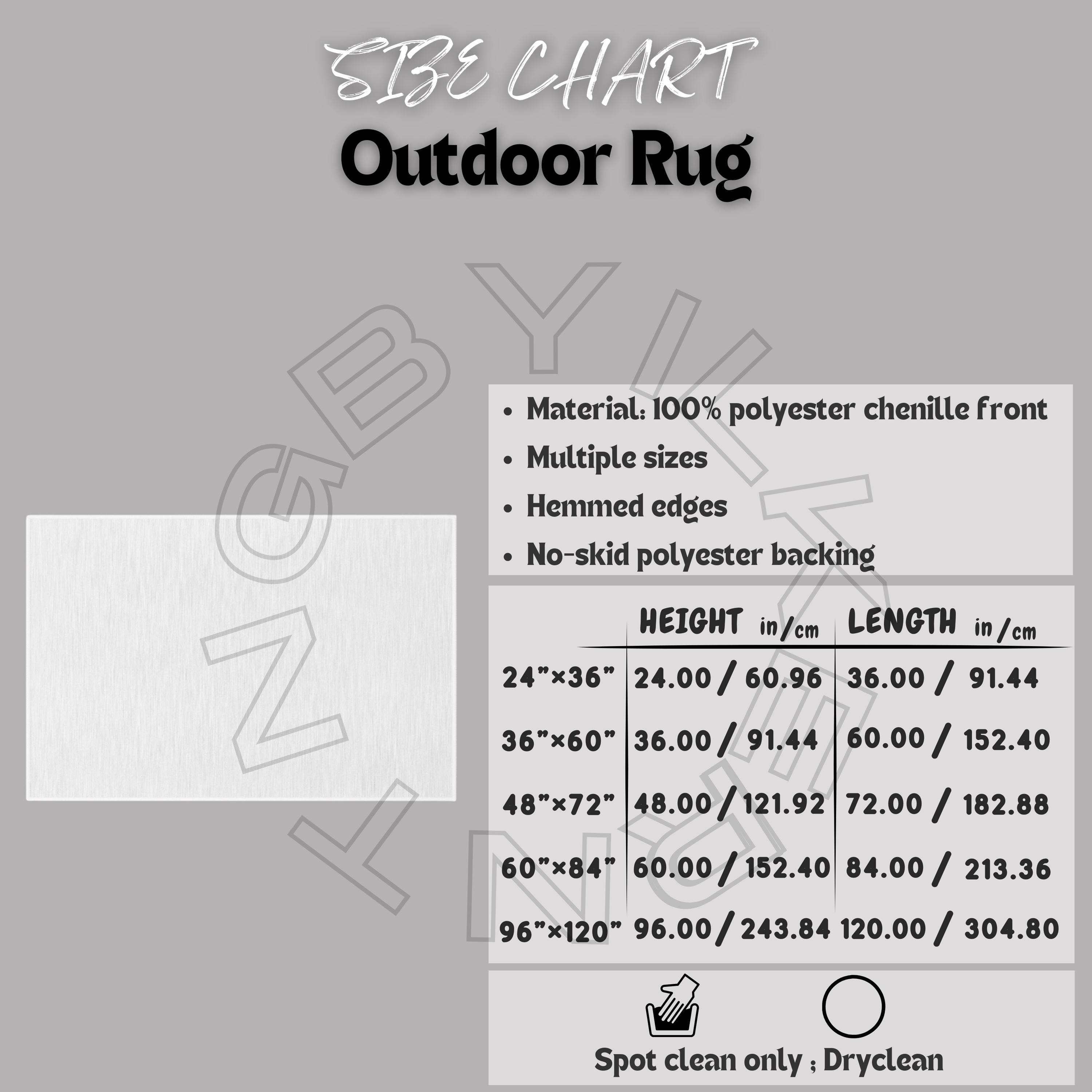 Outdoor Rug Size Chart I Outdoor Rug Sizing Chart and Mockup I Printify ...