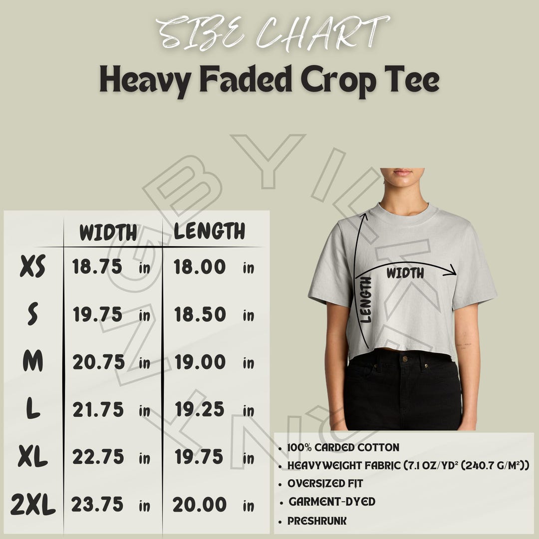 AS Colour 4089 Size Chart | Size Chart Women's Heavy Faded Crop Tee ...