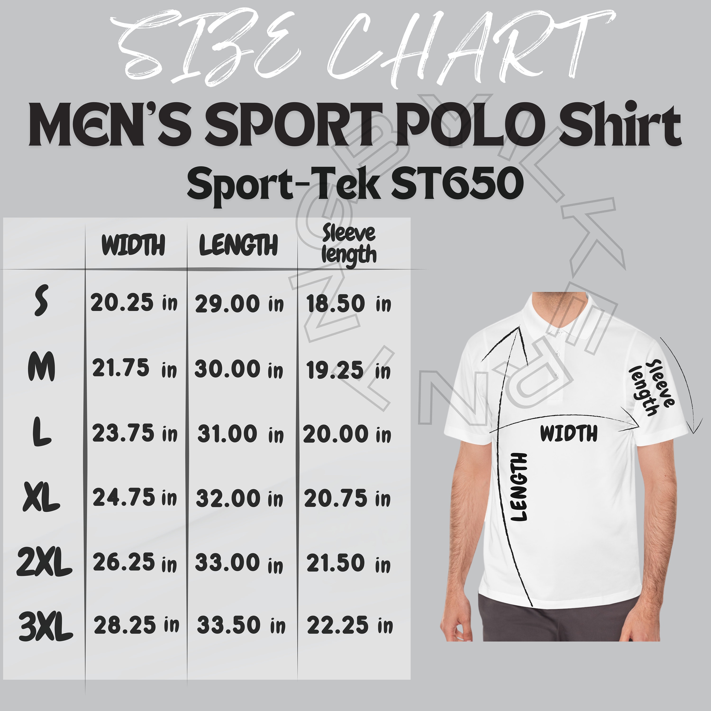 T-shirt Size Chart I Men's Sport Polo Shirt Size Chart | Polo T-shirt ...