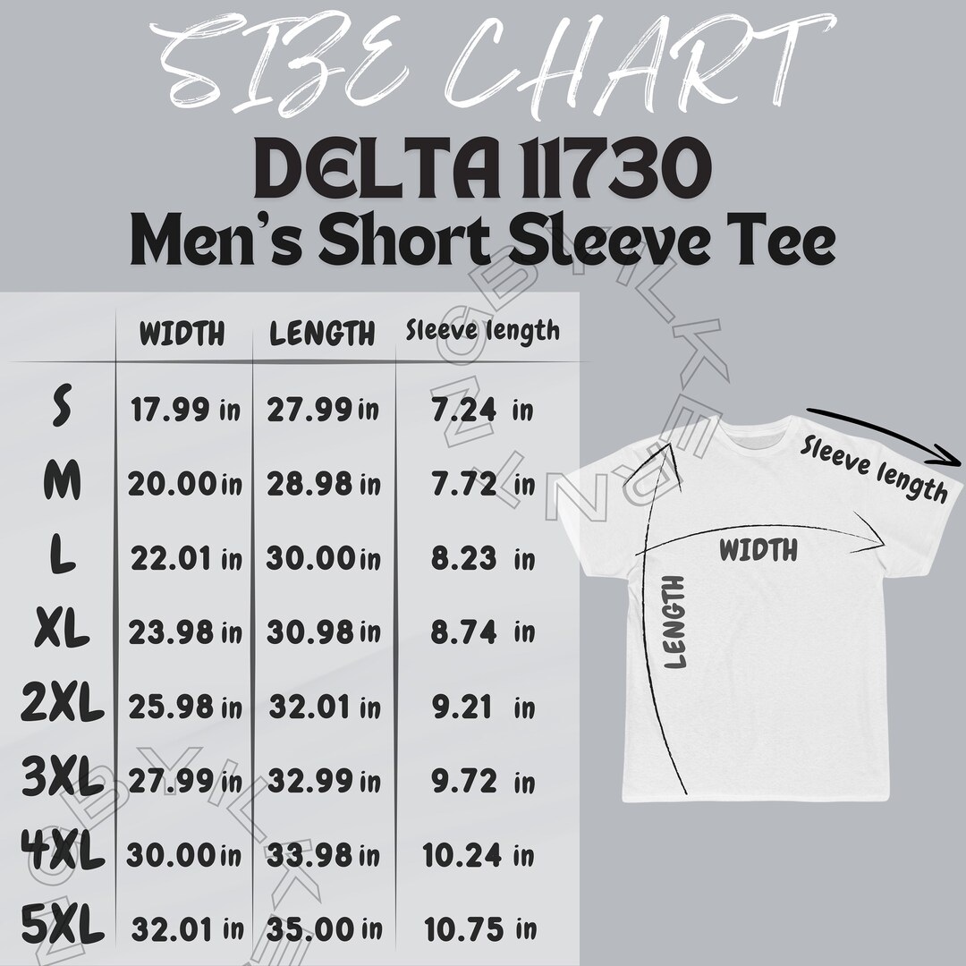 Delta 11730 Size Chart I Delta 11730 Mockup and Size Chart I Men's ...