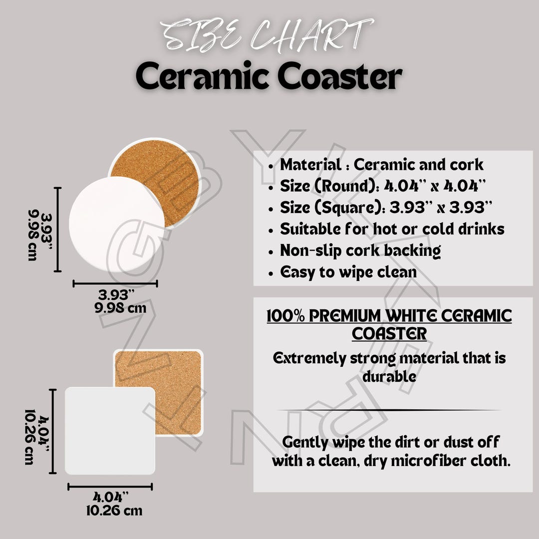 Ceramic Coaster Size Chart I Ceramic Coaster Mockup Size Chart I ...