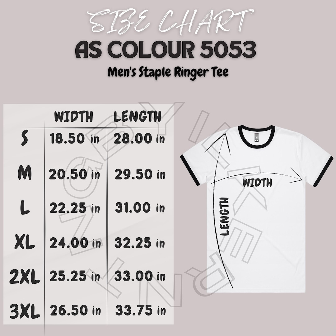 AS Colour 5053 Size Chart | Size Chart for Men's Staple Ringer Tee | AS ...