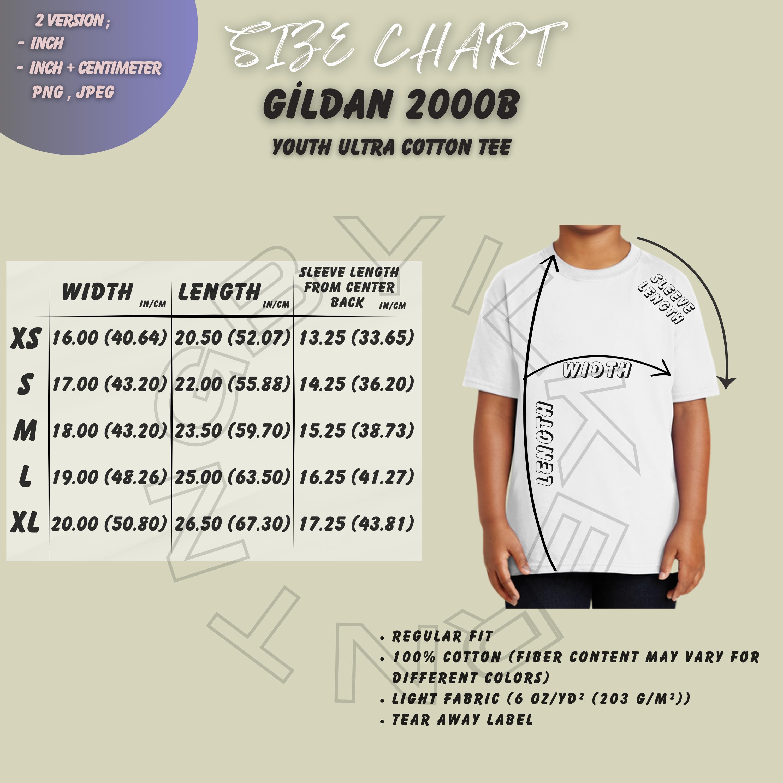 Youth Tee Size Chart Chart I Gildan 2000B Size Chart | Size Chart | Tee ...