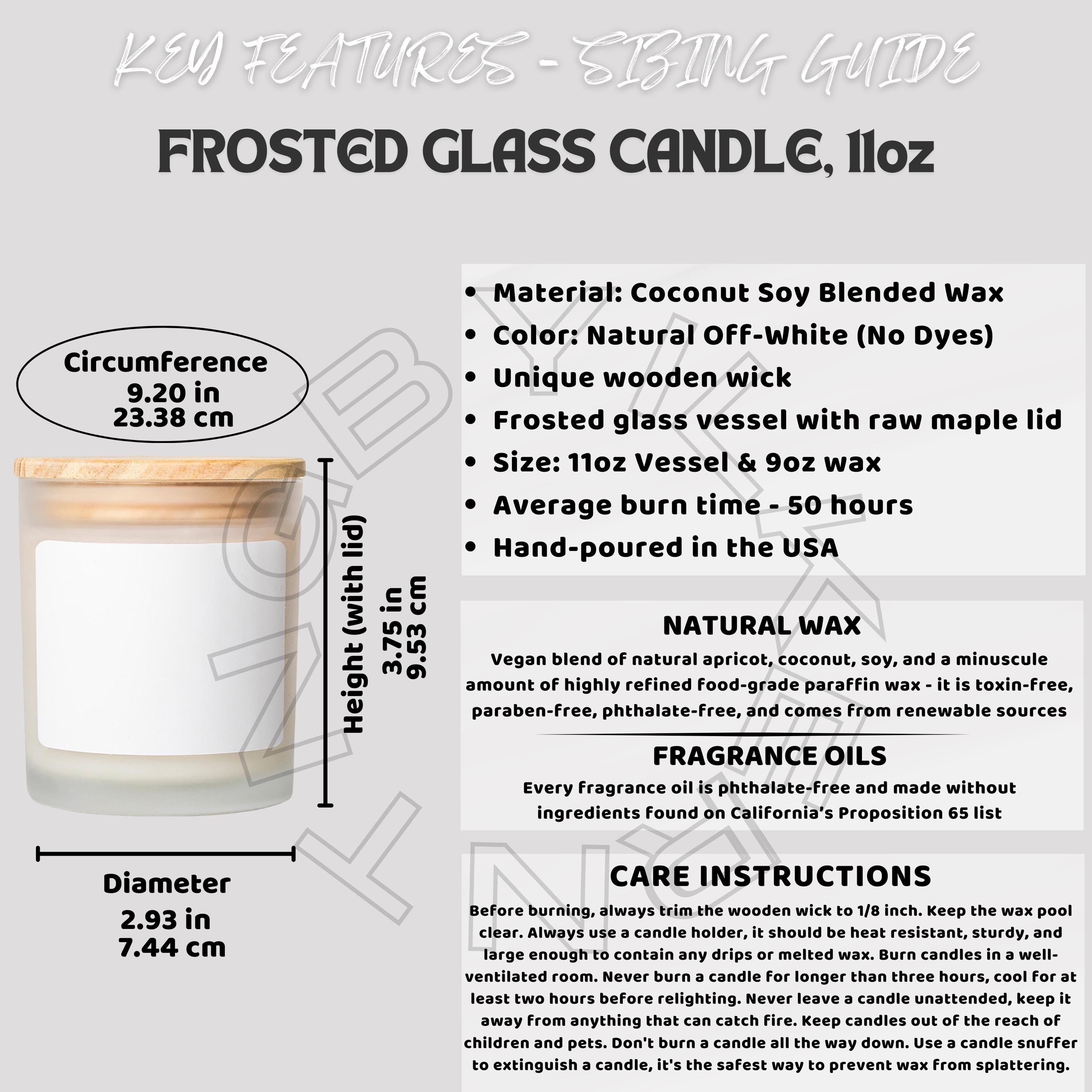 Frosted Glass Candle Sizing Chart I Frosted Glass Candle 11oz Key ...