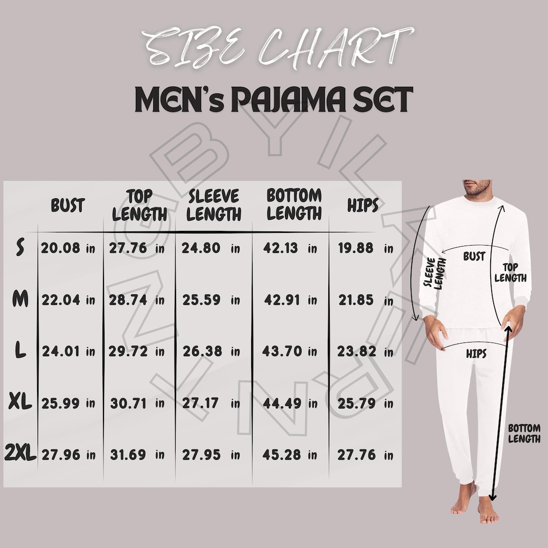 Men's Pajama Set Size Chart I Men's Pajama Set (AOP) Size Chart I Men's ...