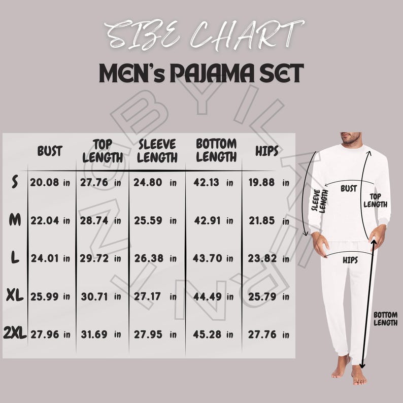 Men's Pajama Set Size Chart I Men's Pajama Set (AOP) Size Chart I Men's ...