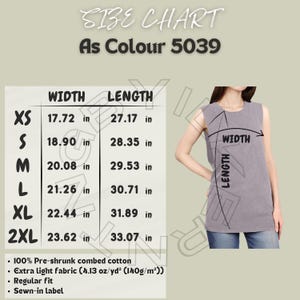 Tank Size Chart I AS Colour 5039 Size Chart I Top Tank Sizing I Unisex ...