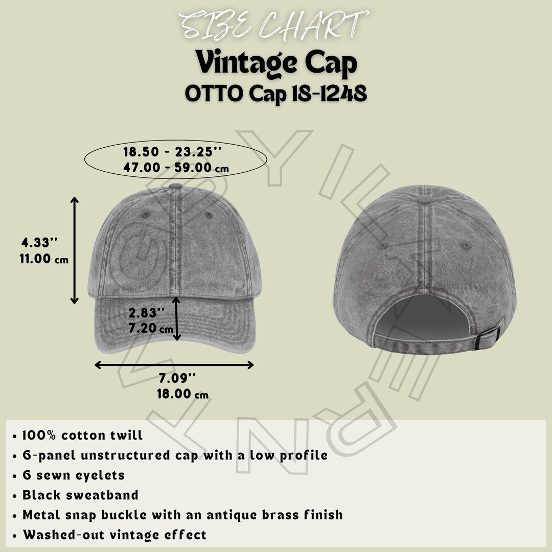 Vintage Cap Size Chart | OTTO Cap 18-1248 Size Chart | Vintage Cap ...