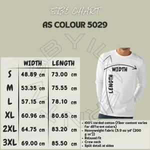 T-shirt Size Chart I AS Colour 5029 Size Chart I Size Chart I Men's ...