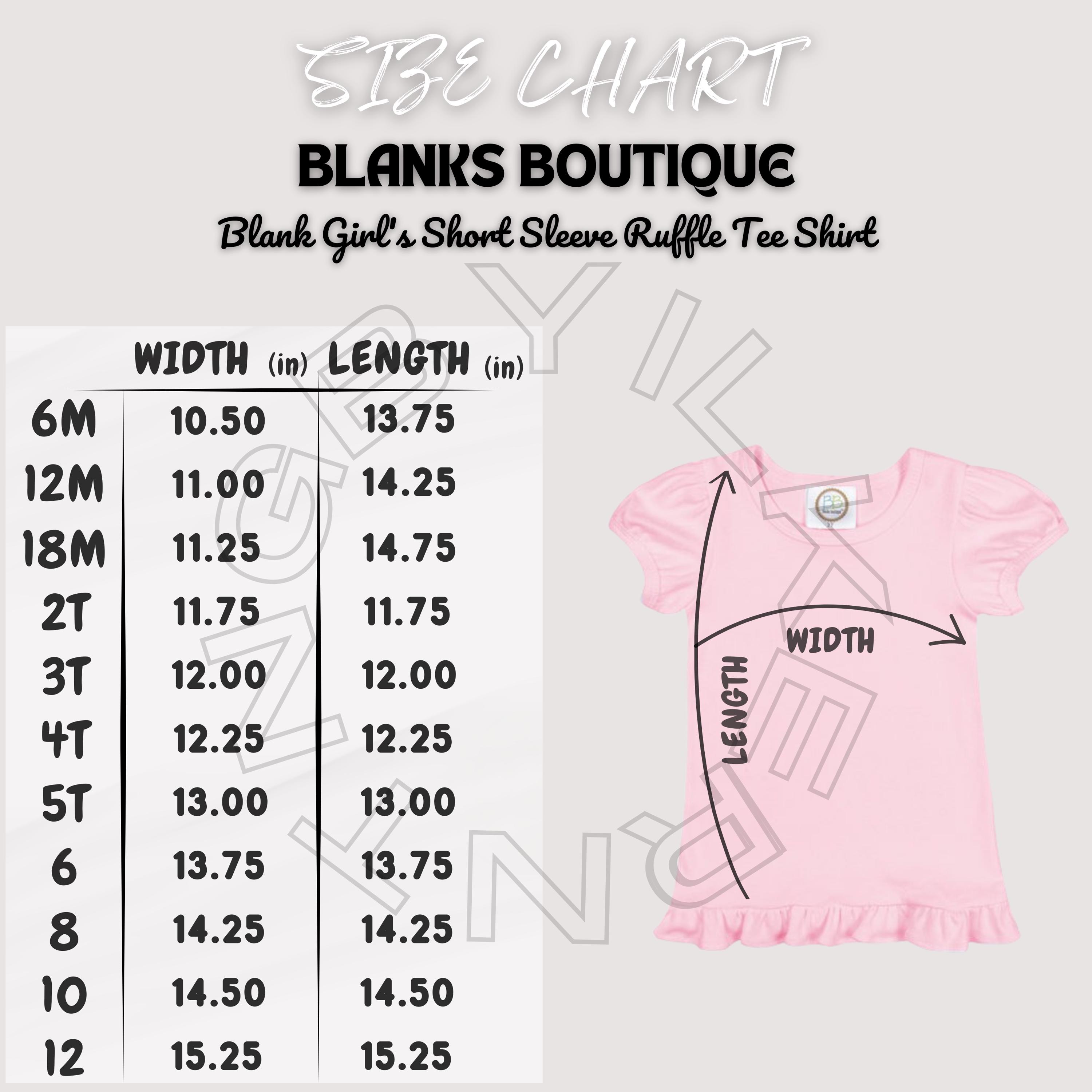 Blank Boutique Tee Shirt Size Chart I Blank Girl's Short Sleeve Ruffle ...