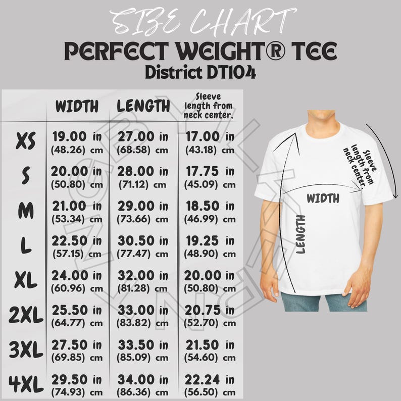 District DT104 Size Chart | Size Chart for Perfect Weight Tee | Perfect ...