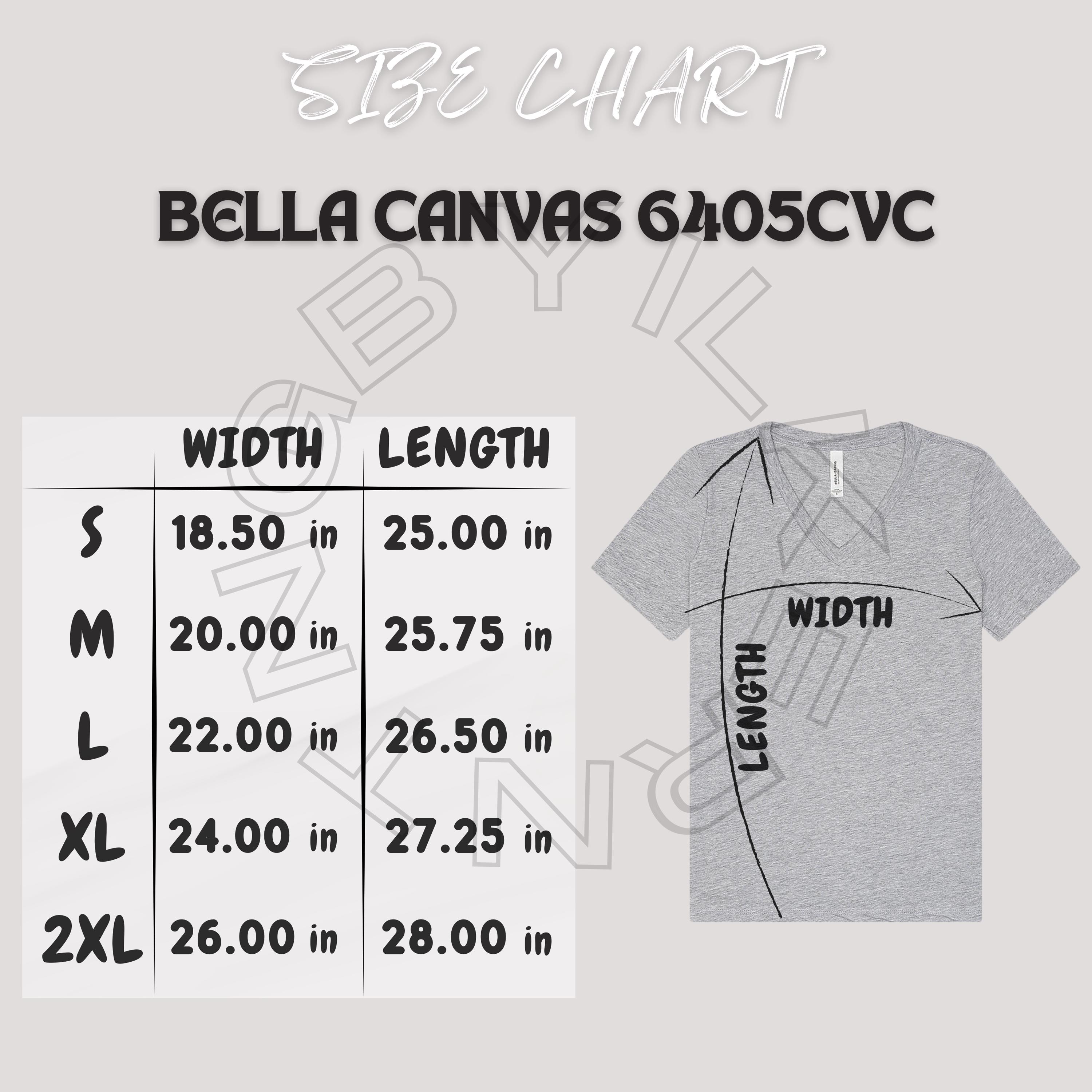 Bella Canvas 6405CVC Size Chart | Size Chart for Women's Relaxed V-neck ...