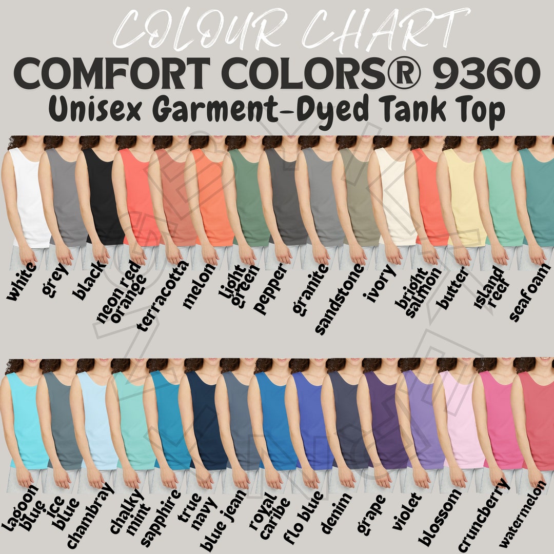 Comfort Colors 9360 Colour Chart | Colour Chart for Unisex Garment-dyed ...