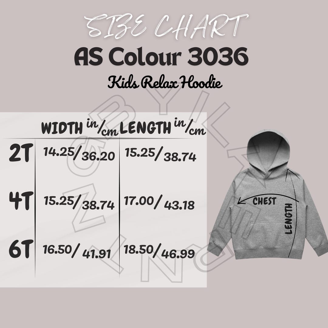 Hoodie Size Chart I AS Colour 3036 Size Chart I Kids Relax Hoodie ...