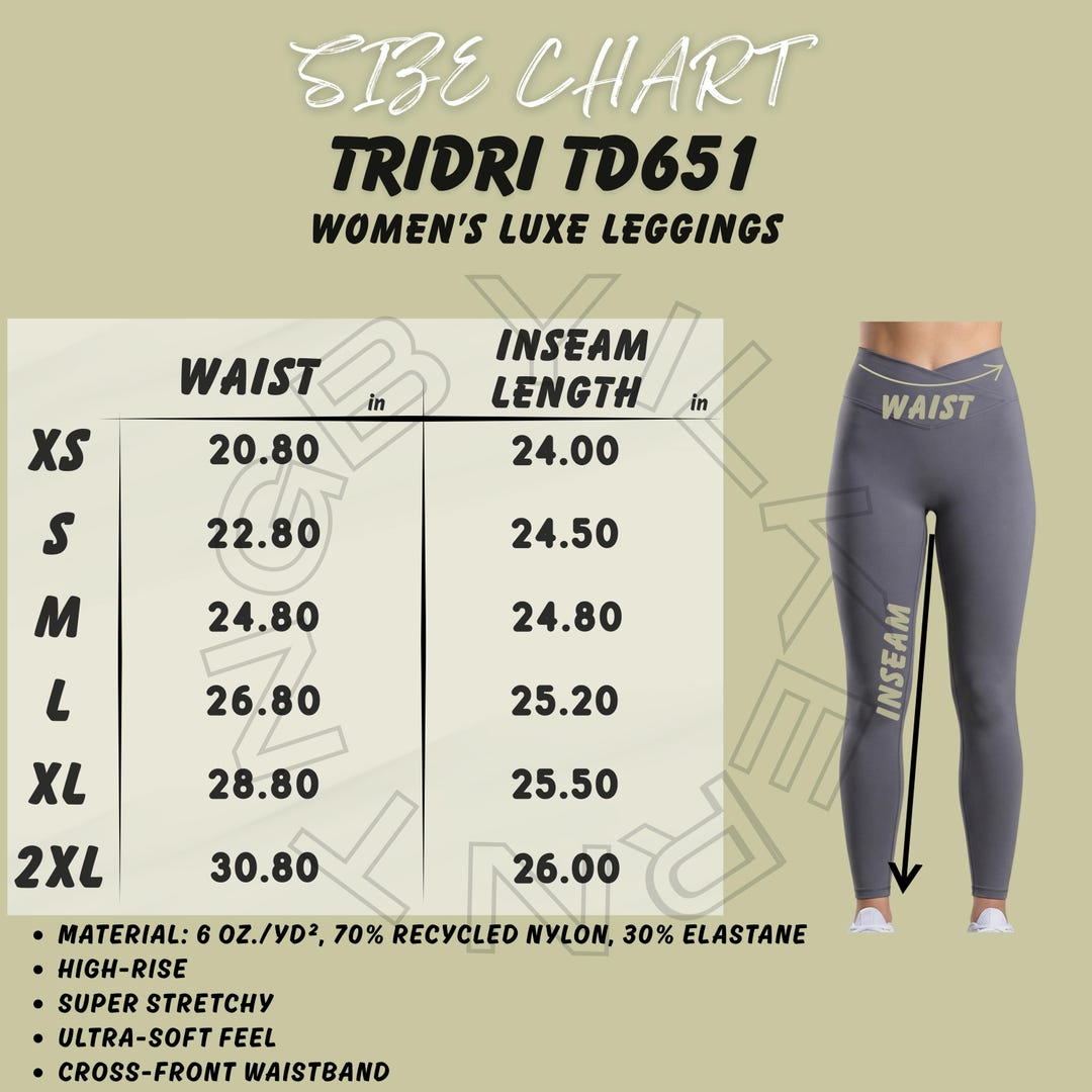 Leggings Size Chart Tridri TD651 Women’s Luxe Leggings Size Chart and ...