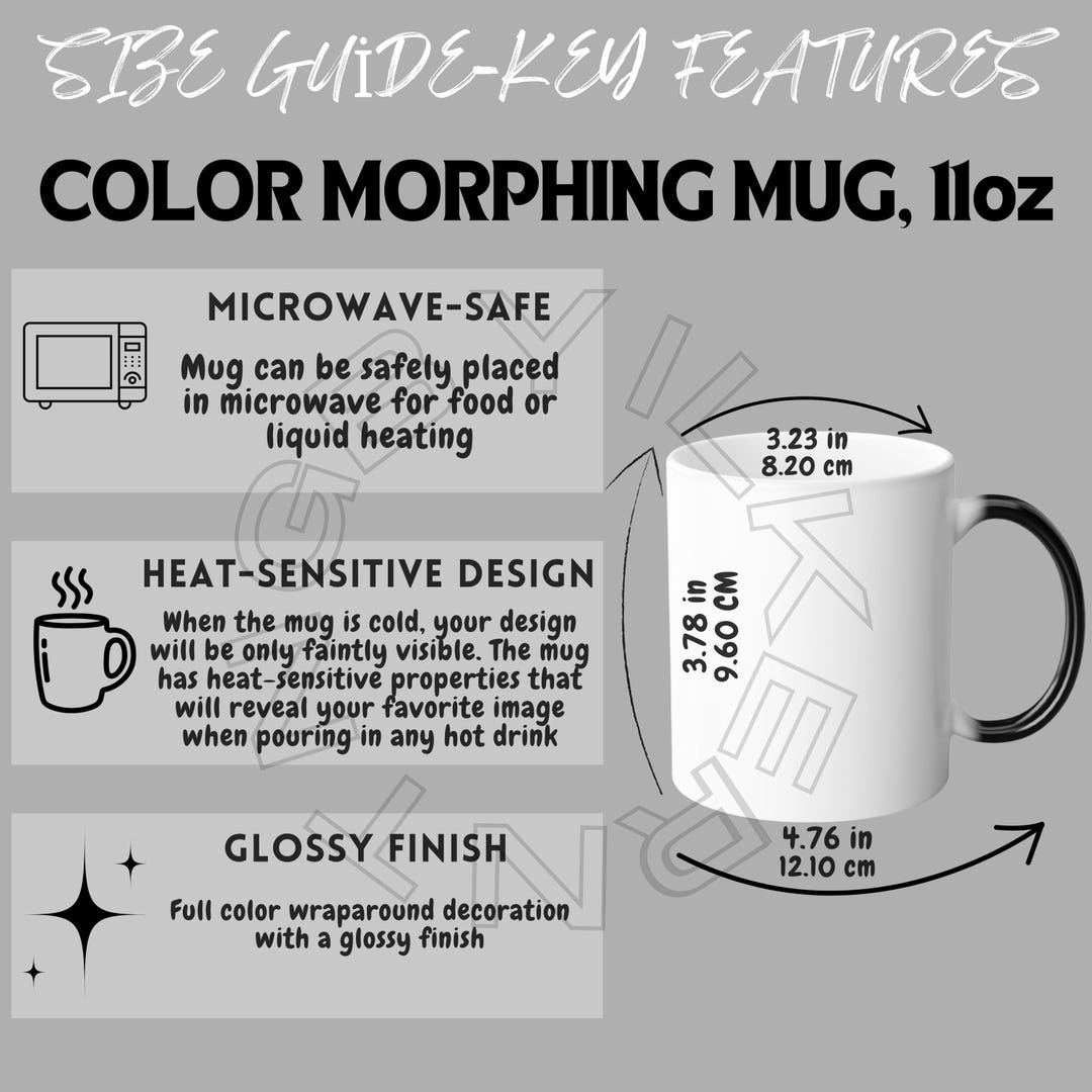 Color Morphing Mug Size Chart I Color Morphing Mug Size Guide and Key Features I Mug Size Chart ...