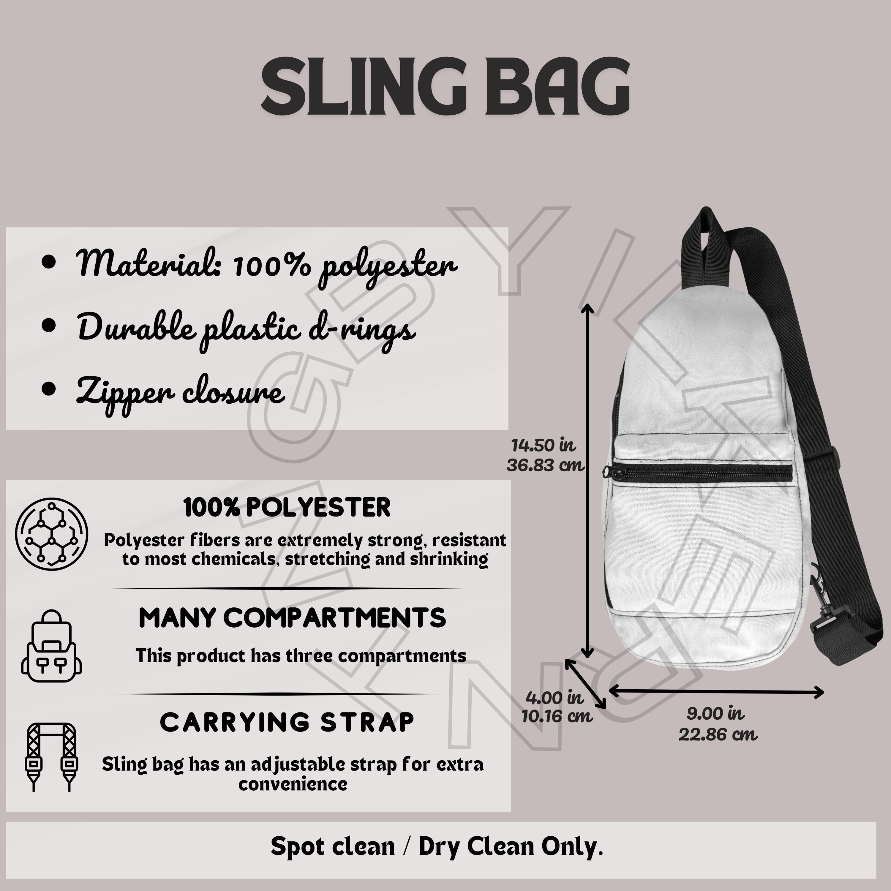 Sling Bag Size Chart | Size Chart for Sling Bag | Sling Bag Mockup ...