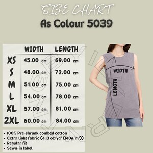 Tank Size Chart I AS Colour 5039 Size Chart I Top Tank Sizing I Unisex ...