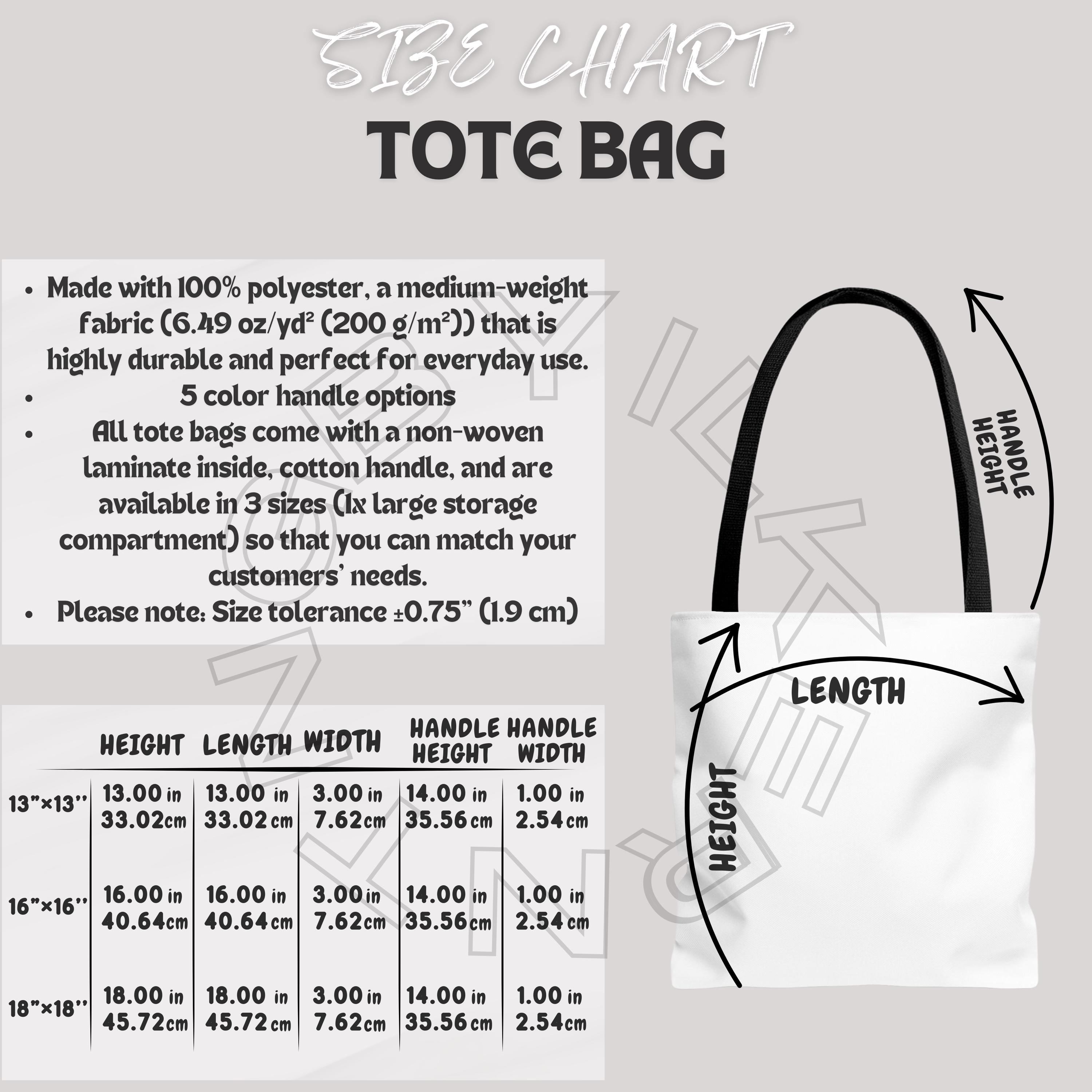 Tote Bag Size Chart I Tote Bag AOP Size Chart | Tote Bag (AOP) Key ...