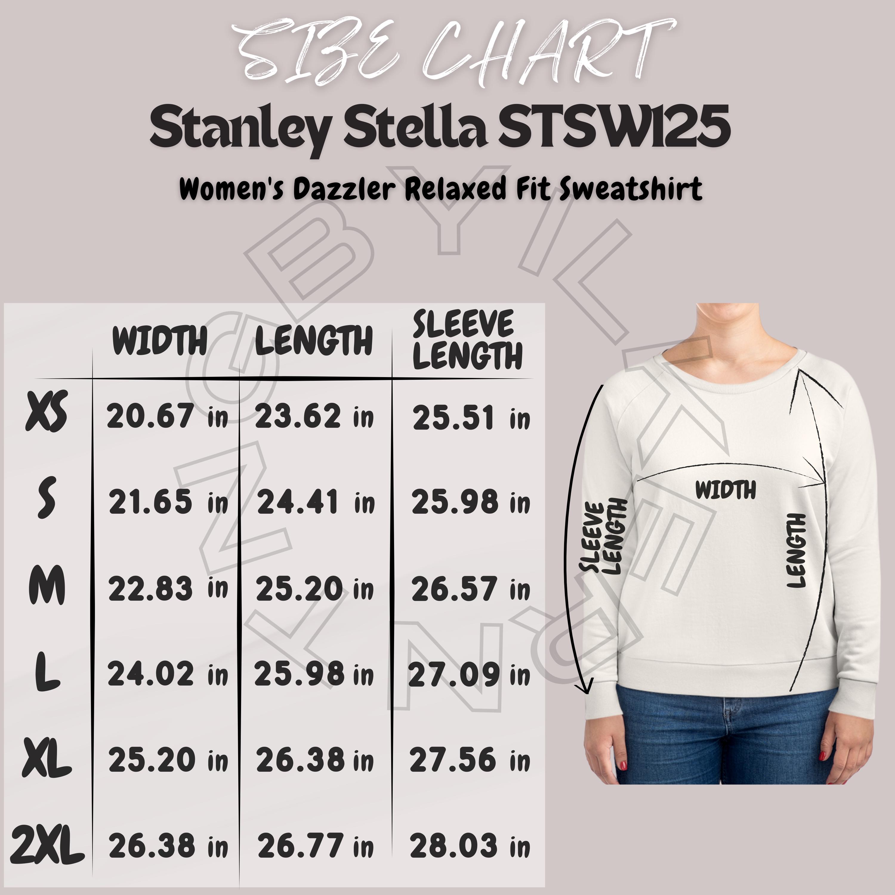 Sweatshirt Size Chart | Size Chart for Women's Dazzler Relaxed Fit ...