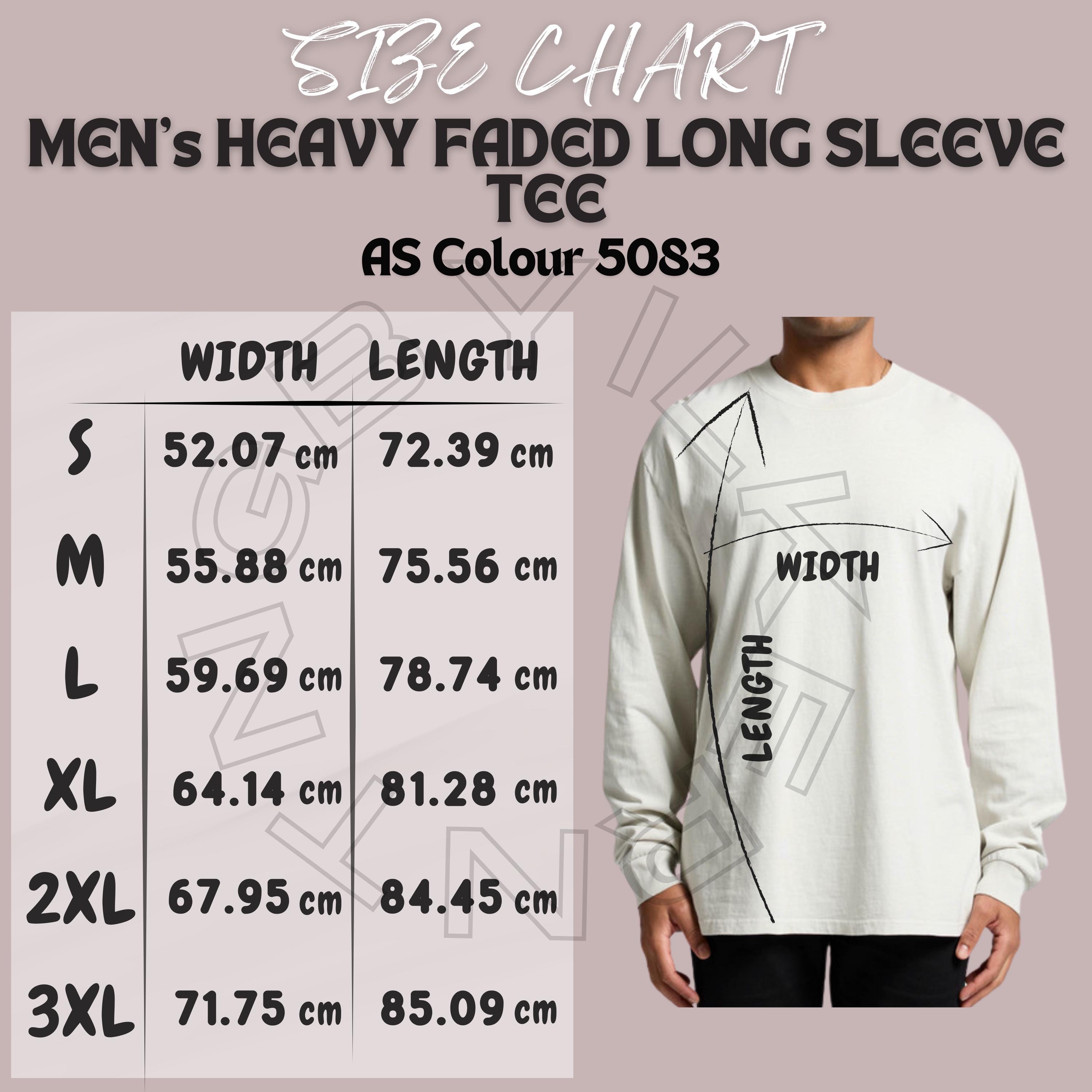 AS Colour 5083 Size Chart | Size Chart for Men's Heavy Faded Long ...