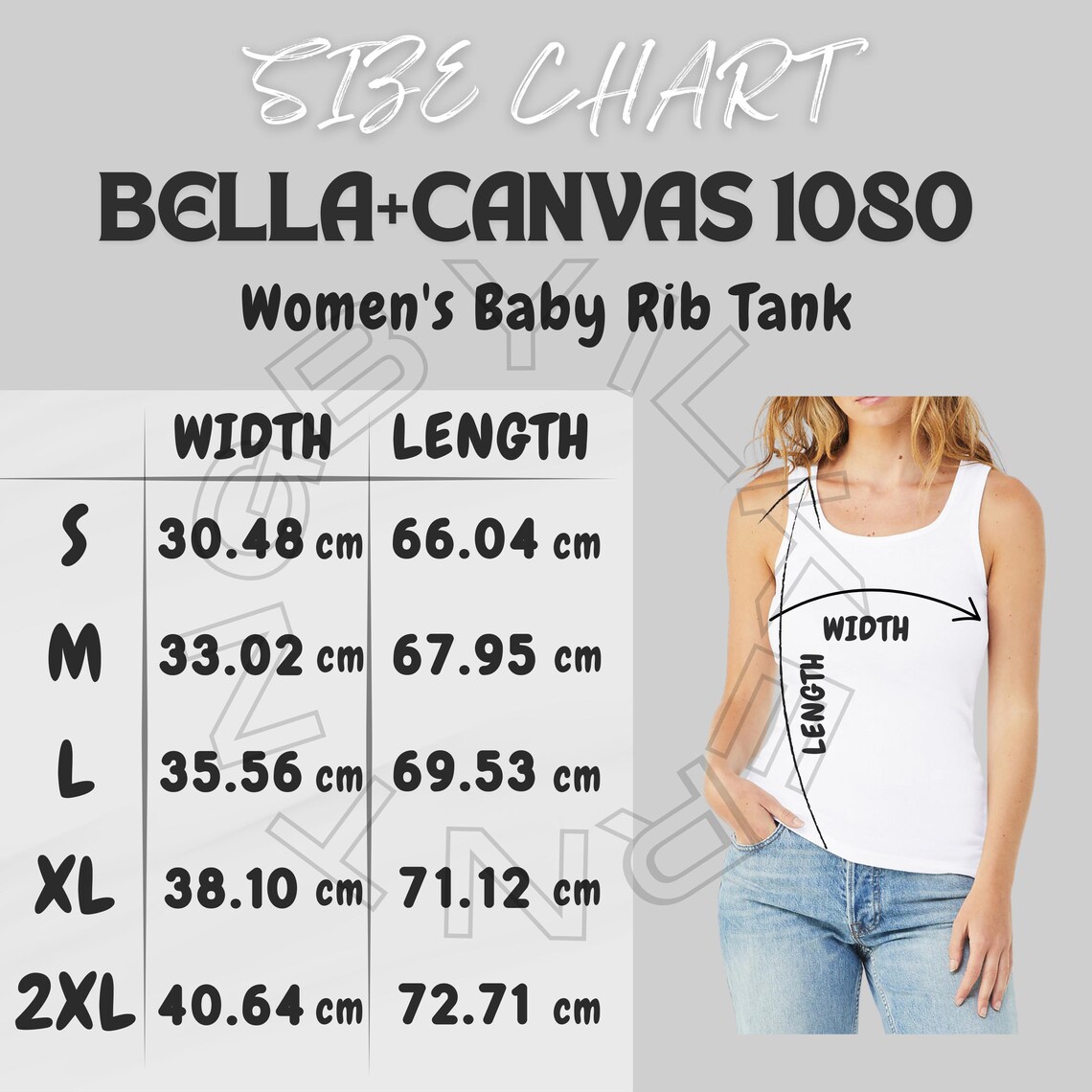 Tank Size Chart I Bella Canvas 1080 Size Chart I Size Chart | Women's ...