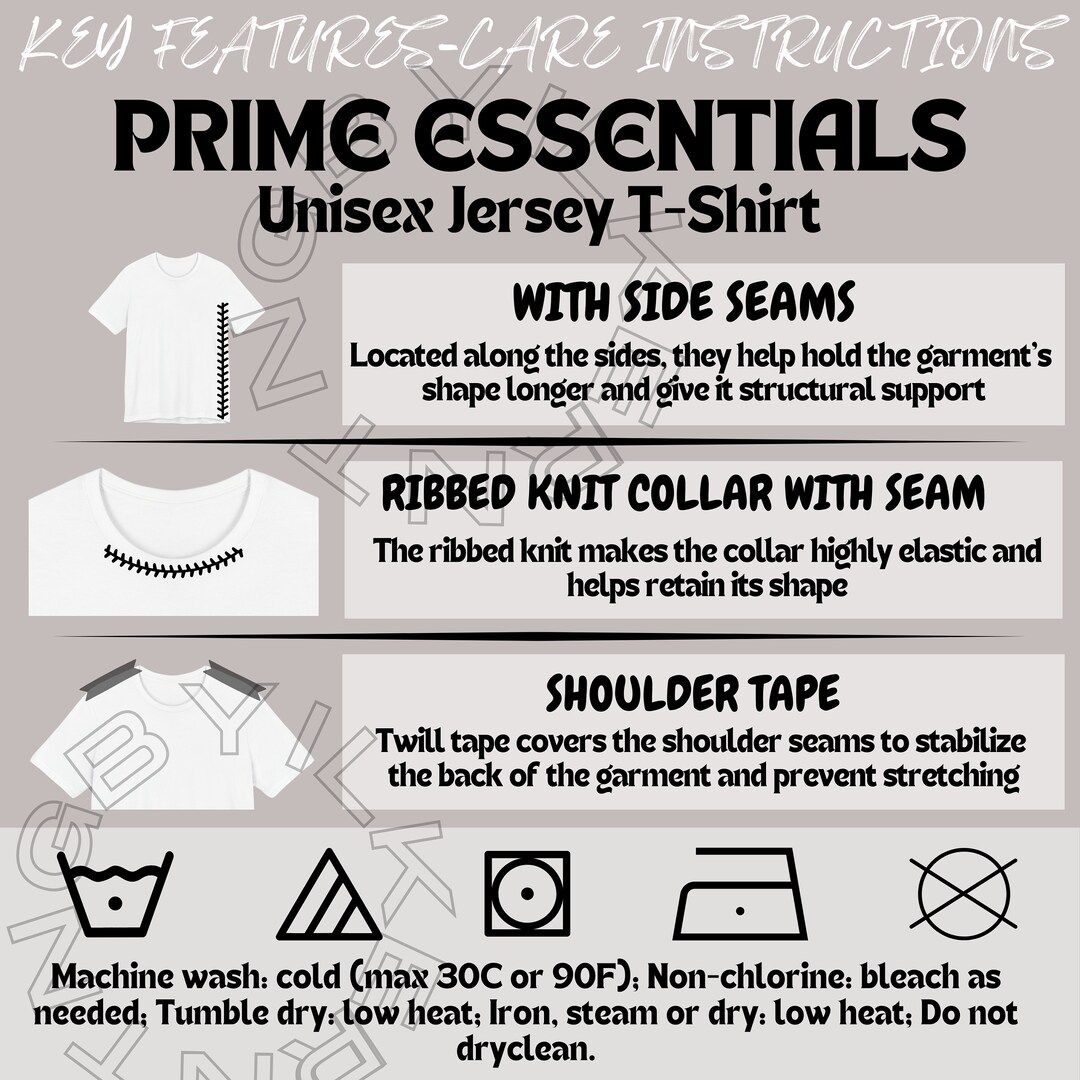 Prime Essentials Features | Product Features Unisex Jersey T-shirt ...