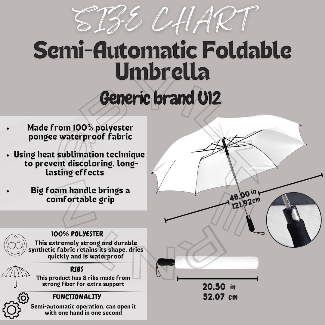 Semi-automatic Foldable Umbrella Size Chart I Semi-automatic Foldable Umbrella Key Features ...