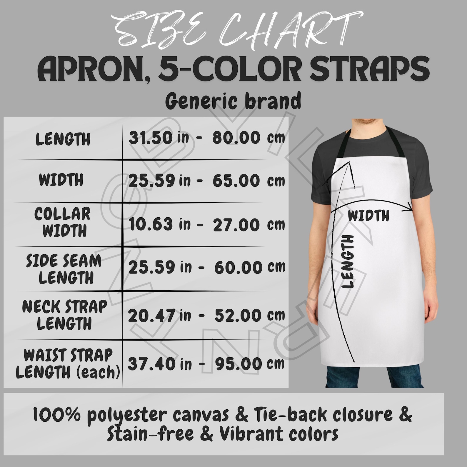 Apron Size Chart I Apron, 5-color Straps Size Chart I Apron, 5-color ...