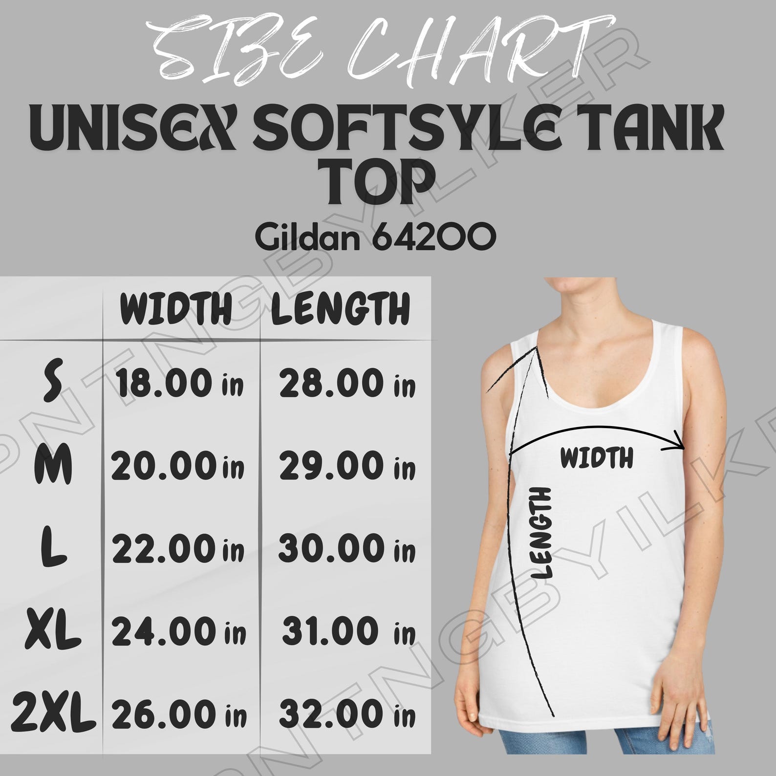 Tank Size Chart I Gildan 64200 Size Chart I Size Chart | Unisex ...