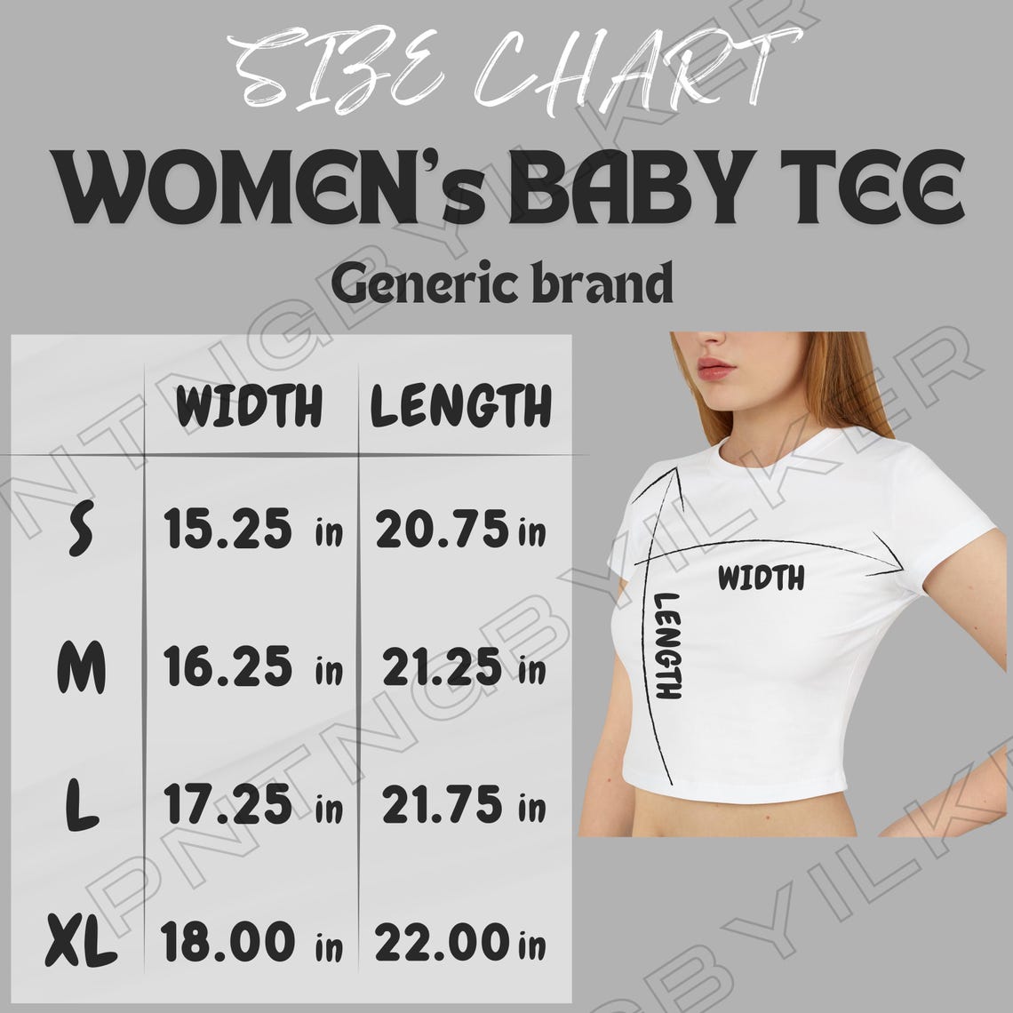 Tee Size Chart I Women's Baby Tee Size Chart I Size Chart | Women's ...