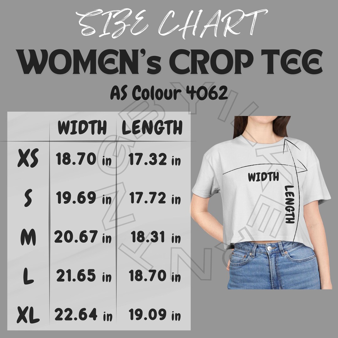 Crop Size Chart I AS Colour 4062 Size Chart I Size Chart Women's Crop ...