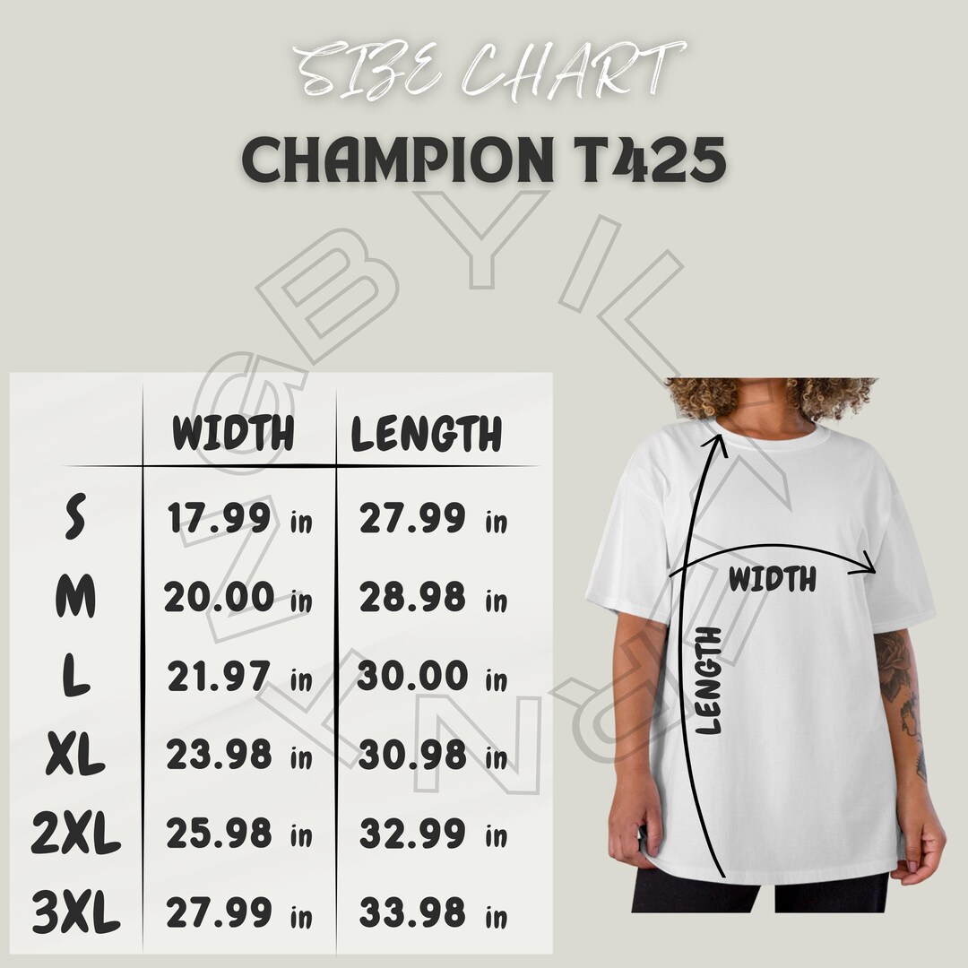 Champion T-shirt Size Chart | Size Chart for Champion T-shirt ...