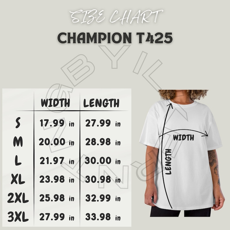 Champion T-shirt Size Chart | Size Chart for Champion T-shirt ...