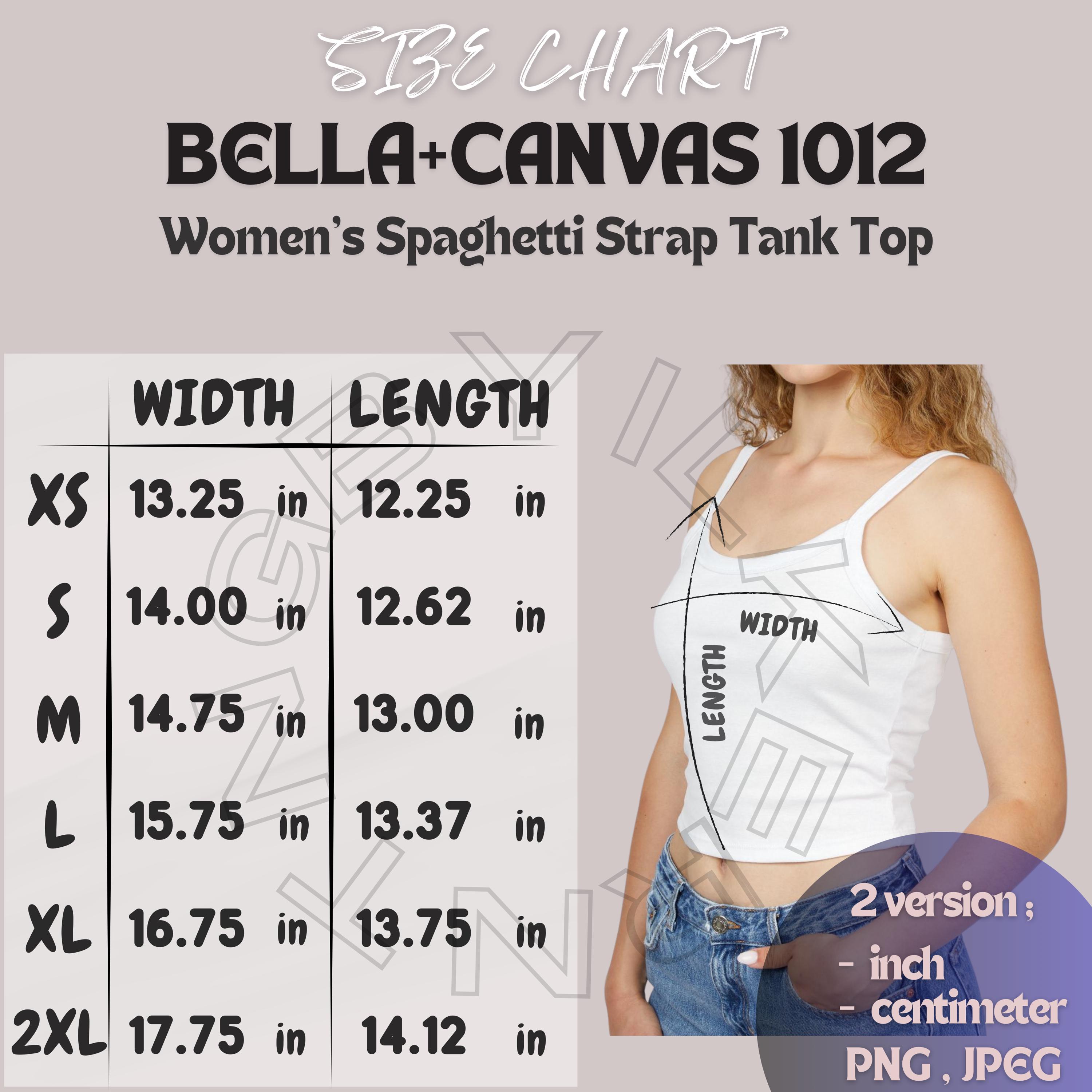 Tank Size Chart I Bella Canvas 1012 Size Chart I Size Chart | Women's ...
