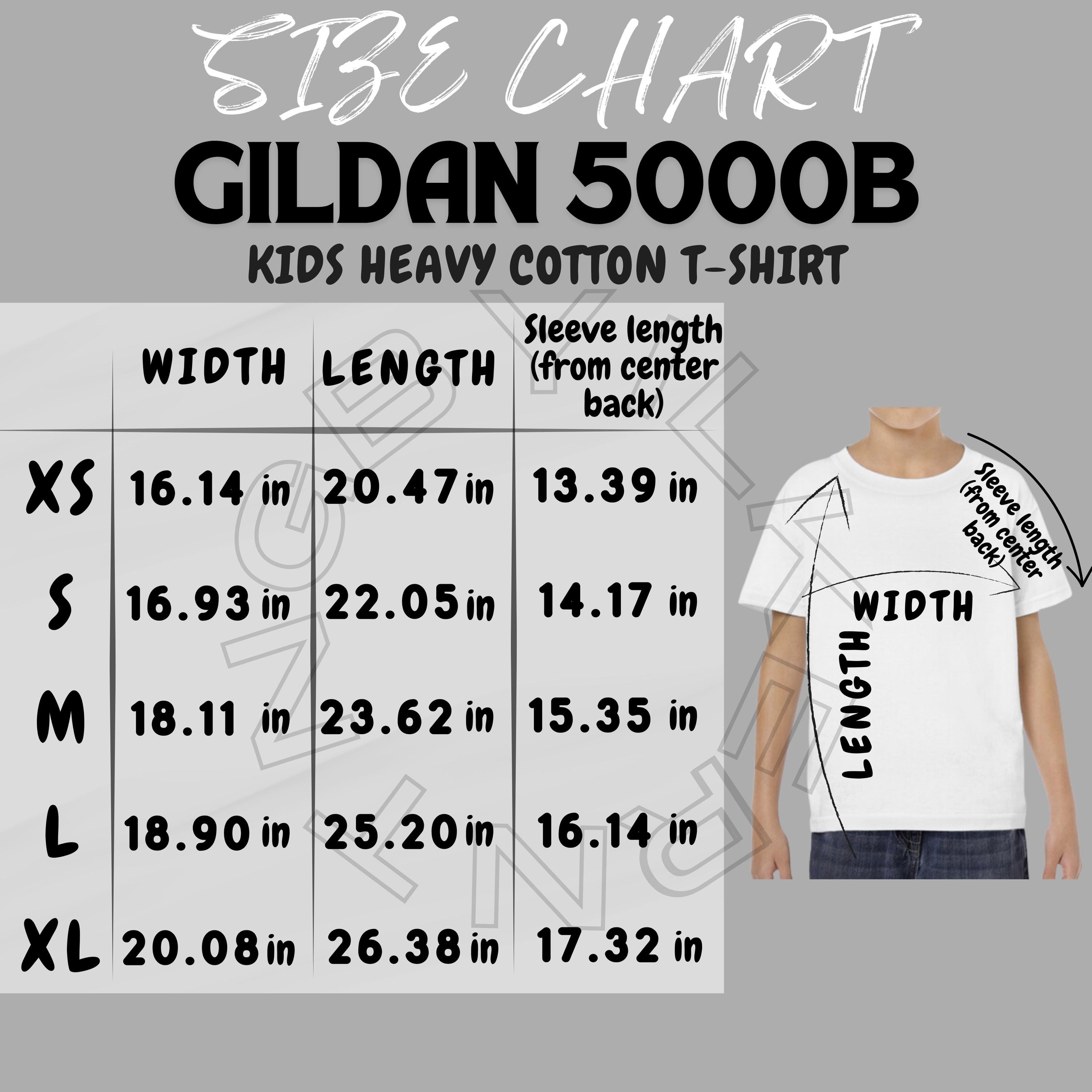 Kid's T-shirt Size Chart I Gildan 5000B Size Chart | Size Chart | Kids Heavy Cotton Tee Chart I ...
