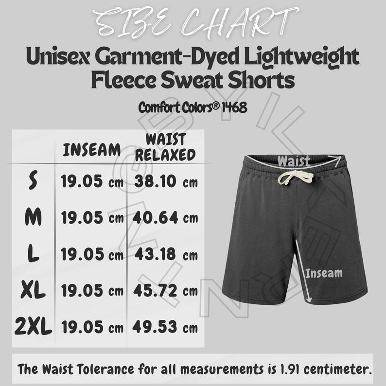 Shorts Size Chart I Comfort Colors 1468 Size Chart | Size Chart ...