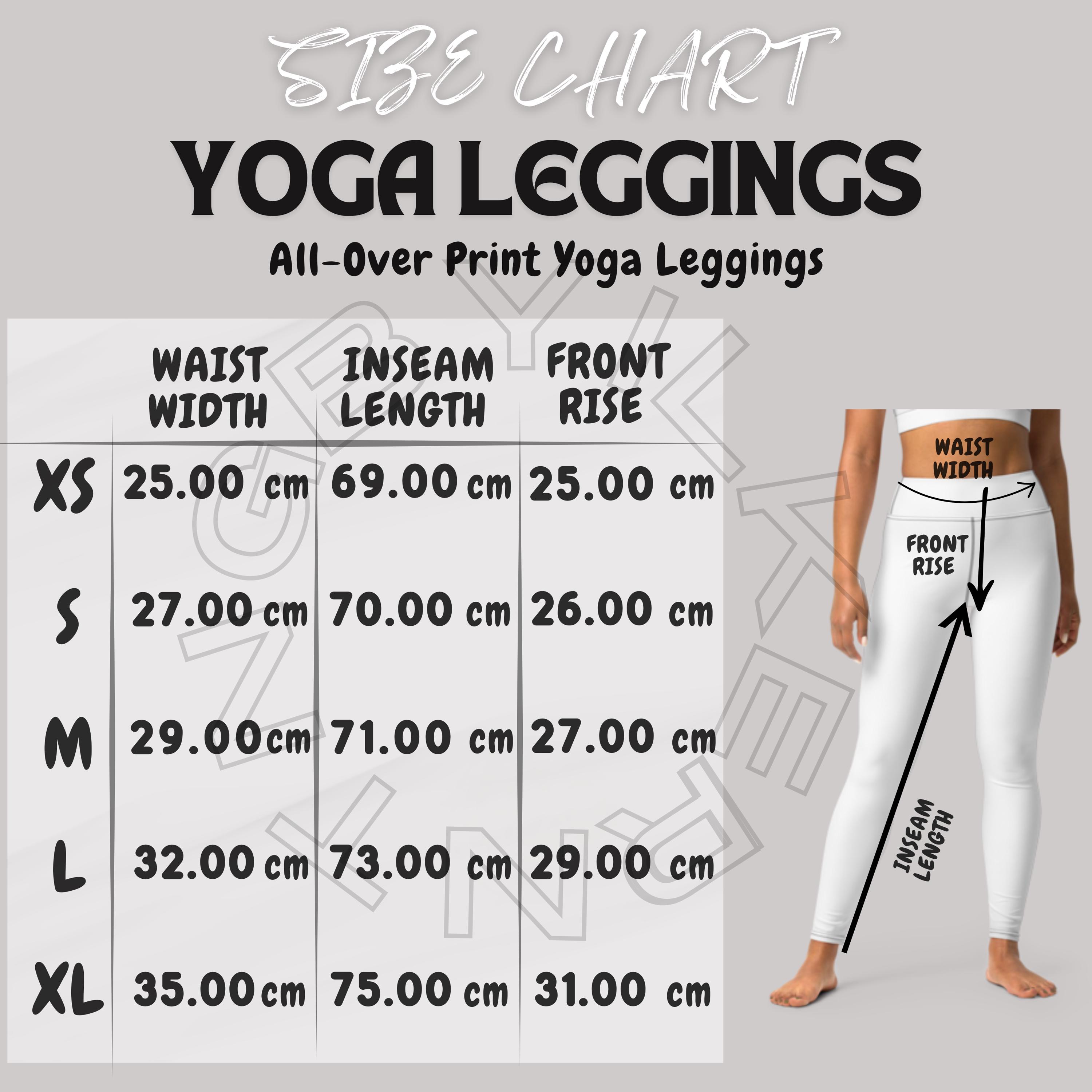 Yoga Leggings Size Chart | Size Chart for All-over Print Yoga Leggings ...