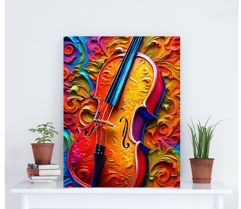 Colorful Cello Canvas , Canvas Table , Table ,painting , Paints, Colour ...